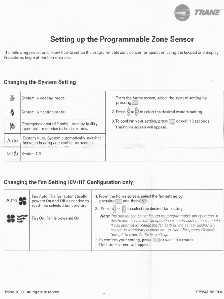 setting up the zone sensor | PDF