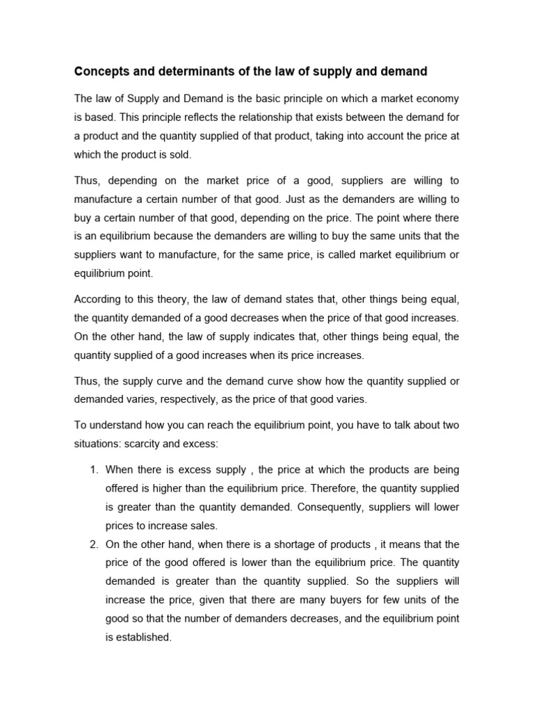 Concepts and Determinants of The Law of Supply and Demand | PDF ...