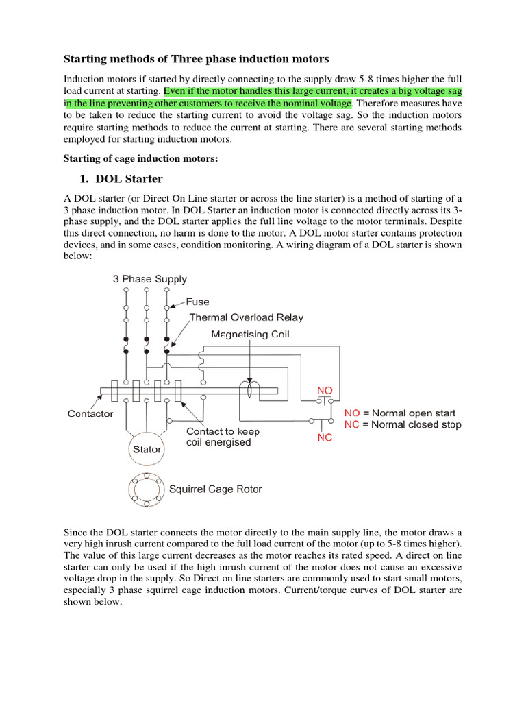 Starting Methods of 3 Phase Induction Motors | PDF | Electric Motor | Relay Starting Methods of 3 Phase Induction Motors | PDF | Electric Motor | Relay