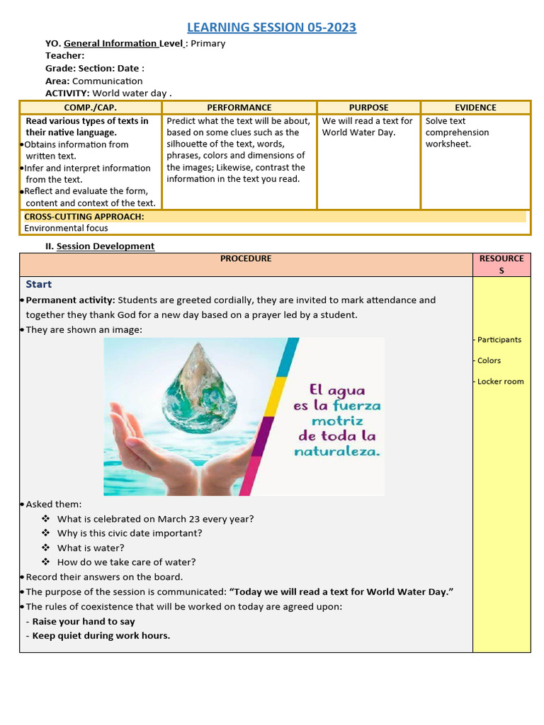 World Water Day Reading Activity Guide | PDF | Reading Comprehension ...