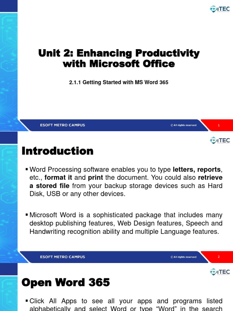 2832-1634980126652-U2 - S4 - 2.1.1 - Getting Started With Microsoft Word | PDF