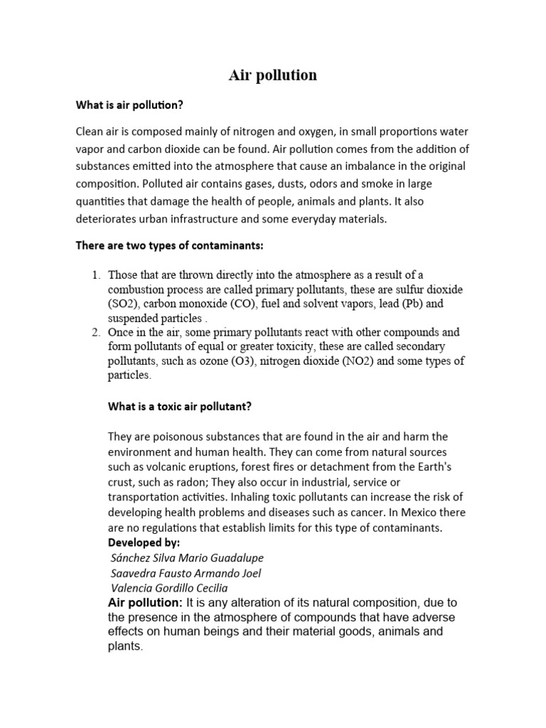 Air Pollution | PDF | Air Pollution | Atmosphere Of Earth