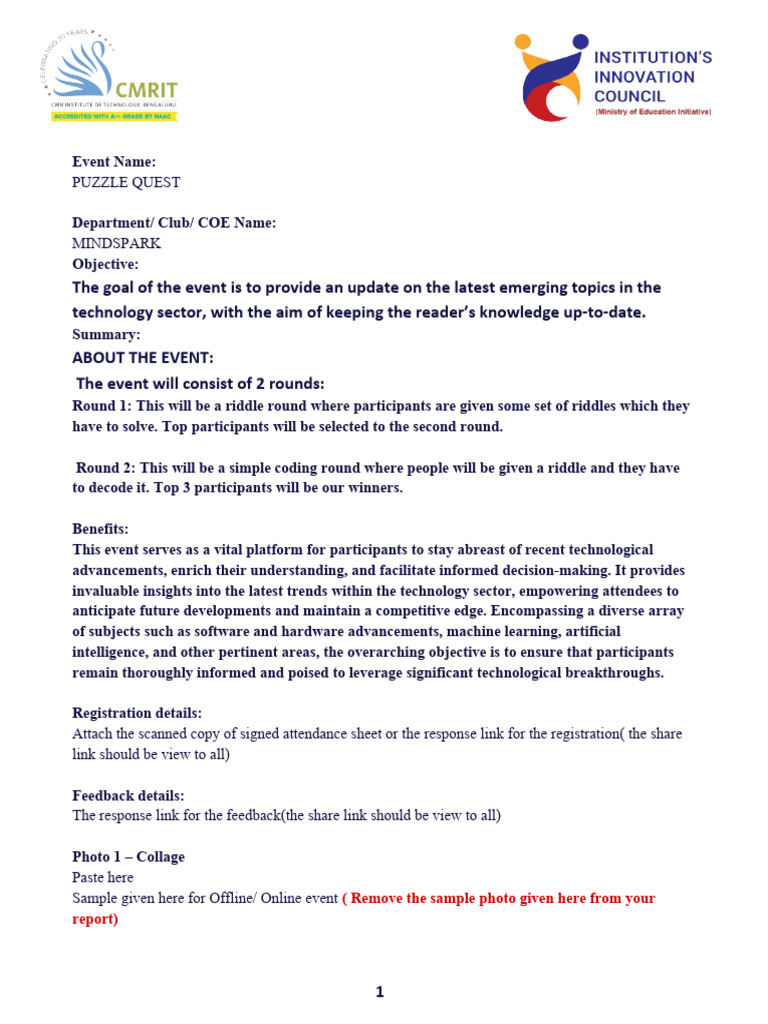 IIC 6.0 Event Report Format | PDF | Social Media | Popular Culture ...