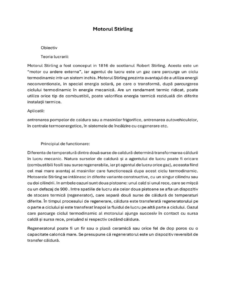 Motorul Stirling | PDF