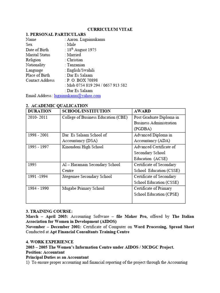 CV Aaron | PDF | Banks | Cash