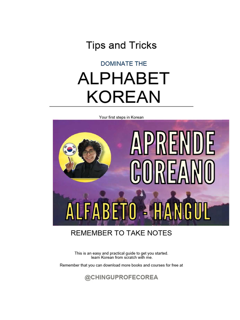 Master Hangul From 0 (Korean Alphabet) - Free | PDF | Korean Language ...