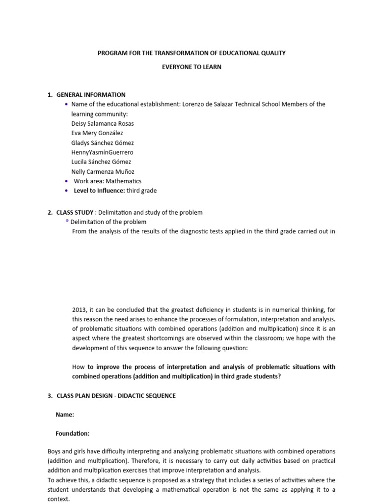 Mathematics Didactic Sequence Grade 4 PDF | PDF | Thought | Mathematics