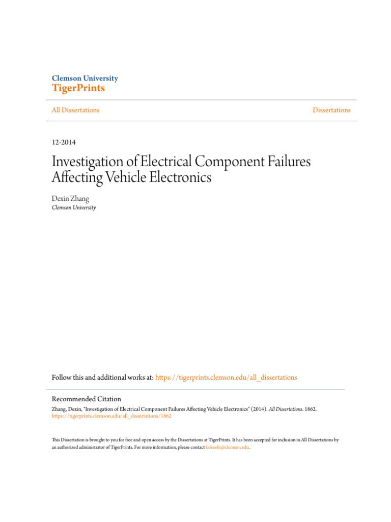 Investigation of Electrical Component Failures Affecting Vehicle | PDF ...