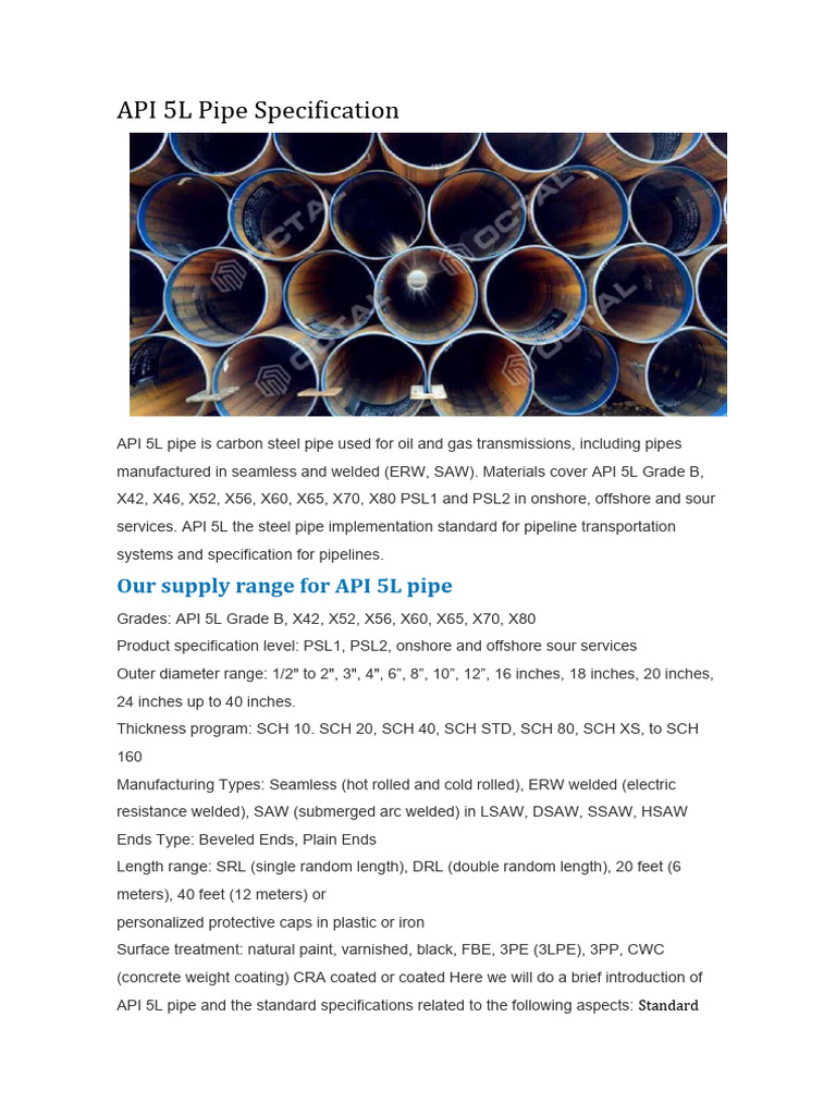 API 5L Pipes | PDF | Pipe (Fluid Conveyance) | Welding