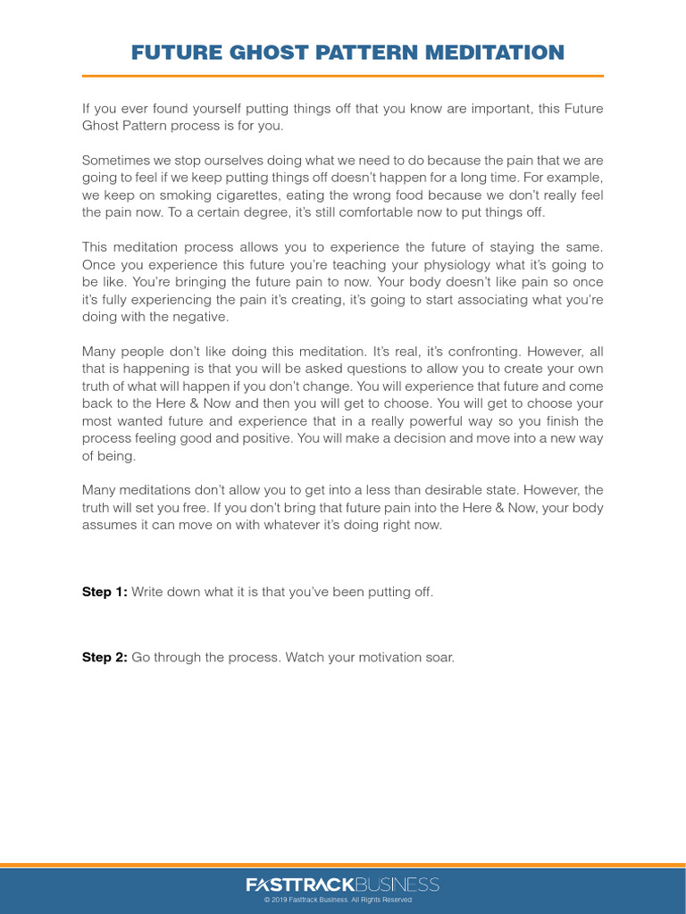 S5.Future Ghost Pattern Meditation Introduction Worksheet | PDF | Lifestyle