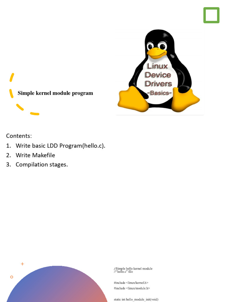 Basic LDD Program for Linux Kernel | PDF