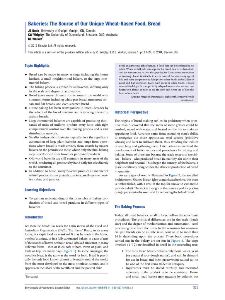 Bakeries The Source of Our Unique Wheat-Based Food, Bread | PDF ...