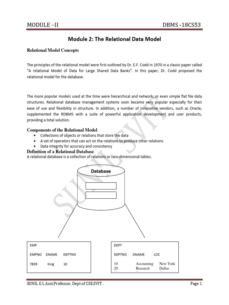 DBMS Module-2 P-2 Notes | PDF | Relational Database | Relational Model DBMS Module-2 P-2 Notes | PDF | Relational Database | Relational Model