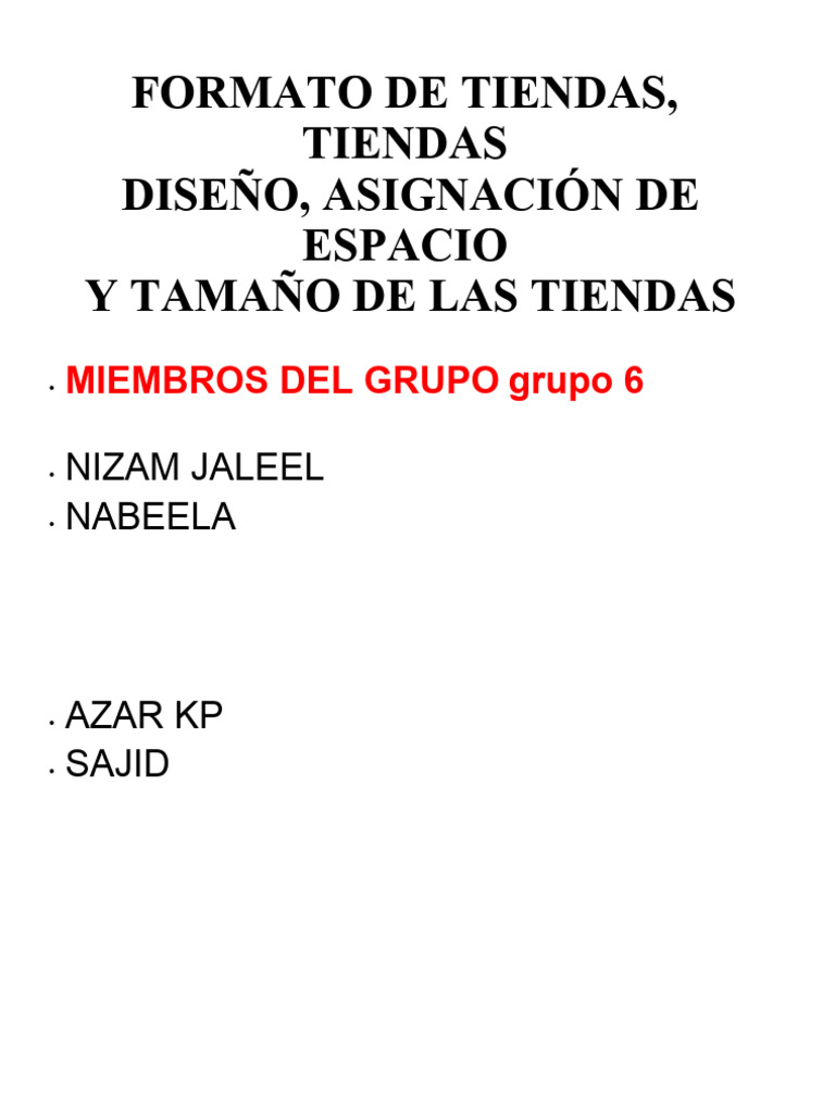 Formato de Tienda, Diseño de Tienda, Asignación de Espacio y Tamaño de Tienda | PDF | Business ...