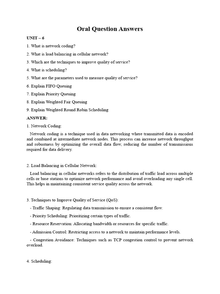 Oral Question Answers: Unit - 6 | PDF | Cellular Network | Orthogonal ...