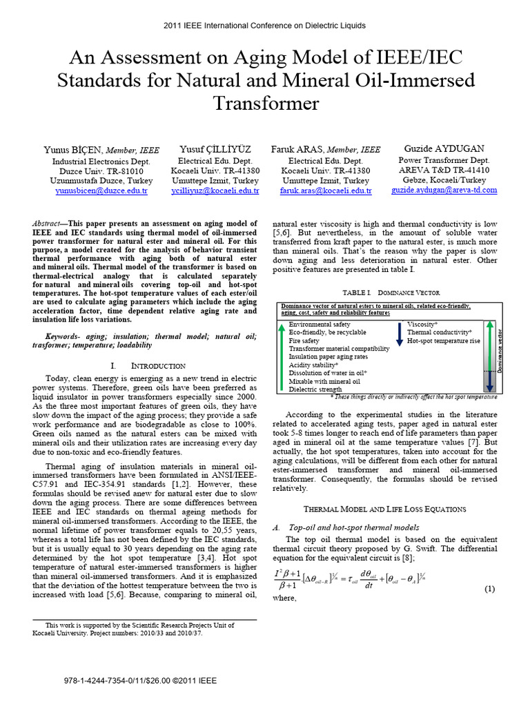 An Assessment On Aging Model of IEEEIEC Standards | PDF | Transformer ...