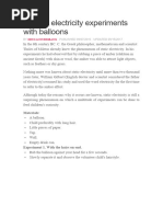 Static Electricity Balloon Experiments | PDF | Science & Mathematics