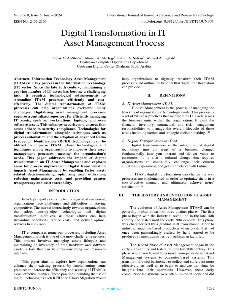 Digital Transformation in IT Asset Management Process | PDF | Security ...