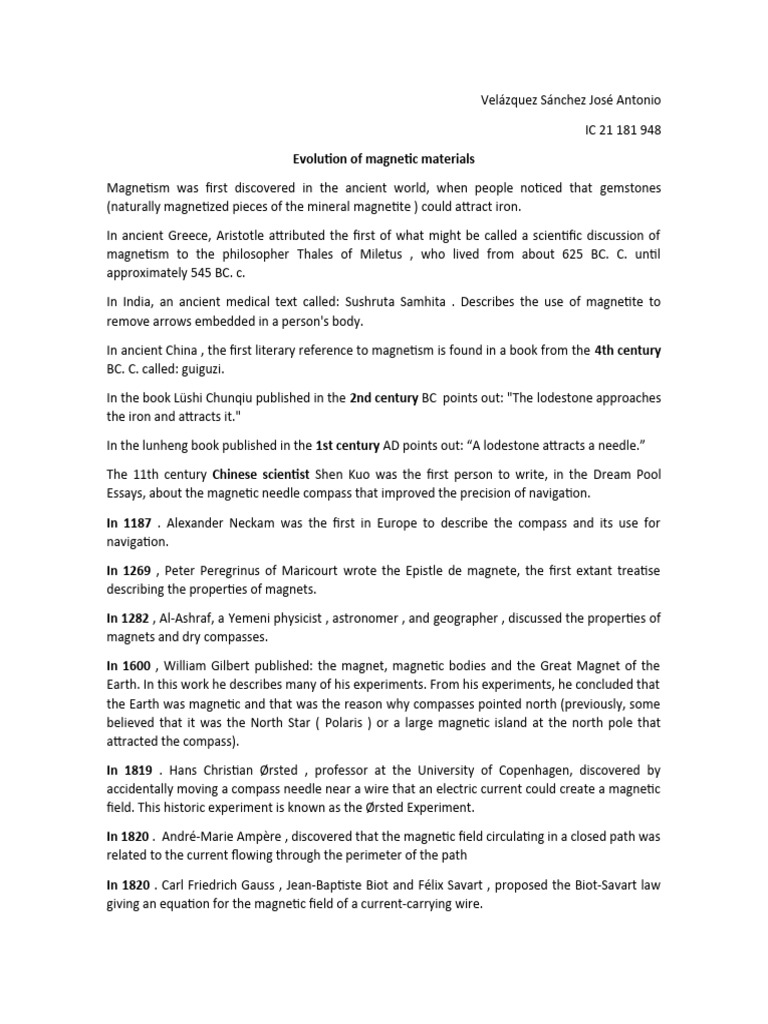 Evolution of Magnetism | Download Free PDF | Magnetism | Magnet