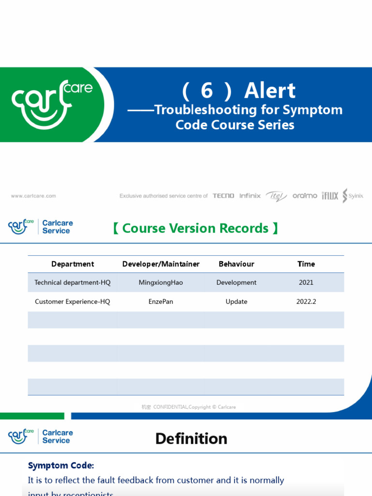 6 Alert - Troubleshooting For Symptom Code Course Series | PDF ...