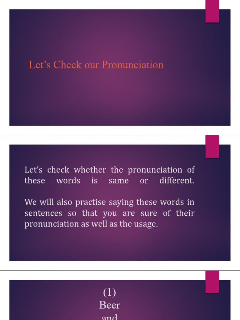 Let's Check Our Pronunciation | PDF | Linguistics | Languages