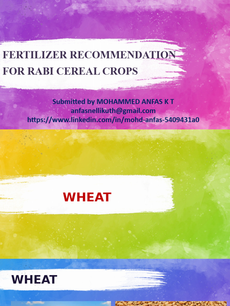 Fertilizer Recommendation For Rabi Cereal Crops | PDF | Fertilizer ...