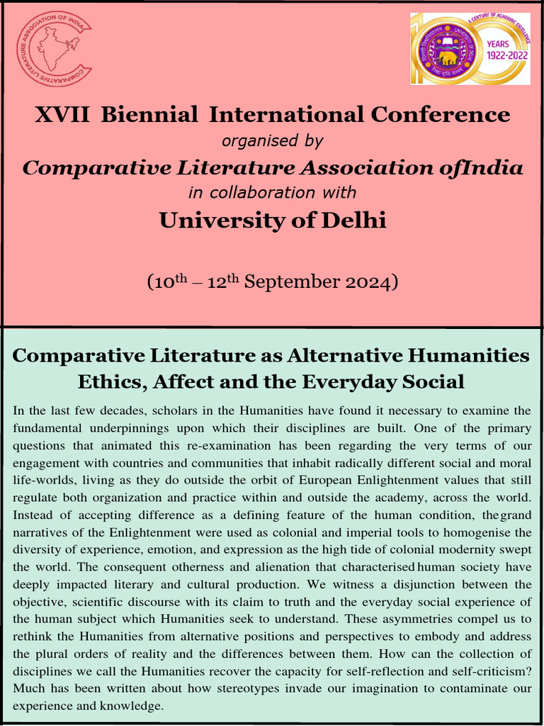 XVII Biennial International CLAI Conference With Delhi University 2024 - Final CFP | PDF ...