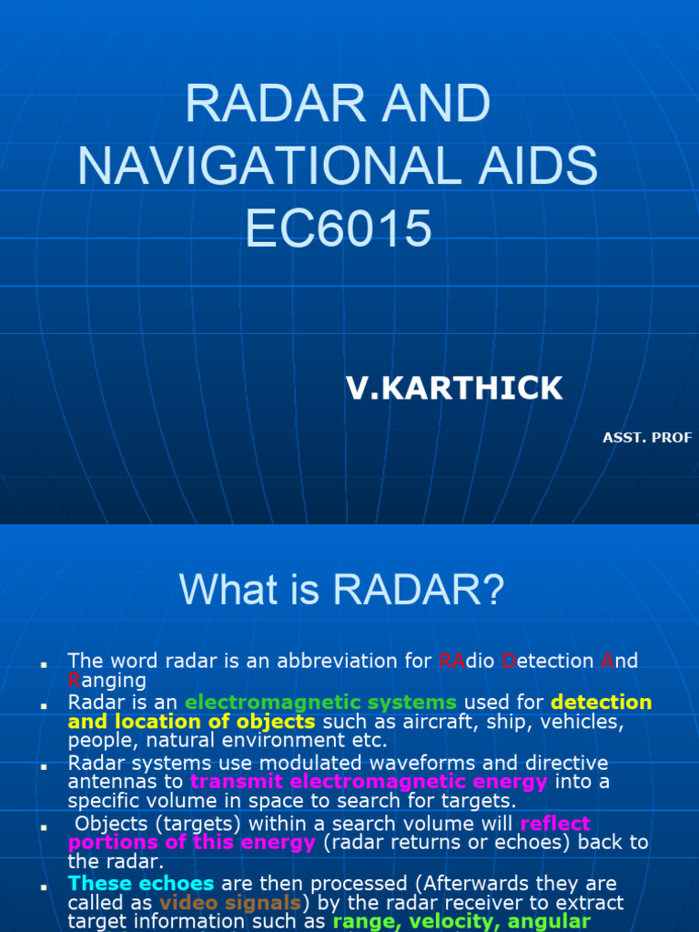 Radar PPT All 5 Units | PDF | Radar | Transmitter