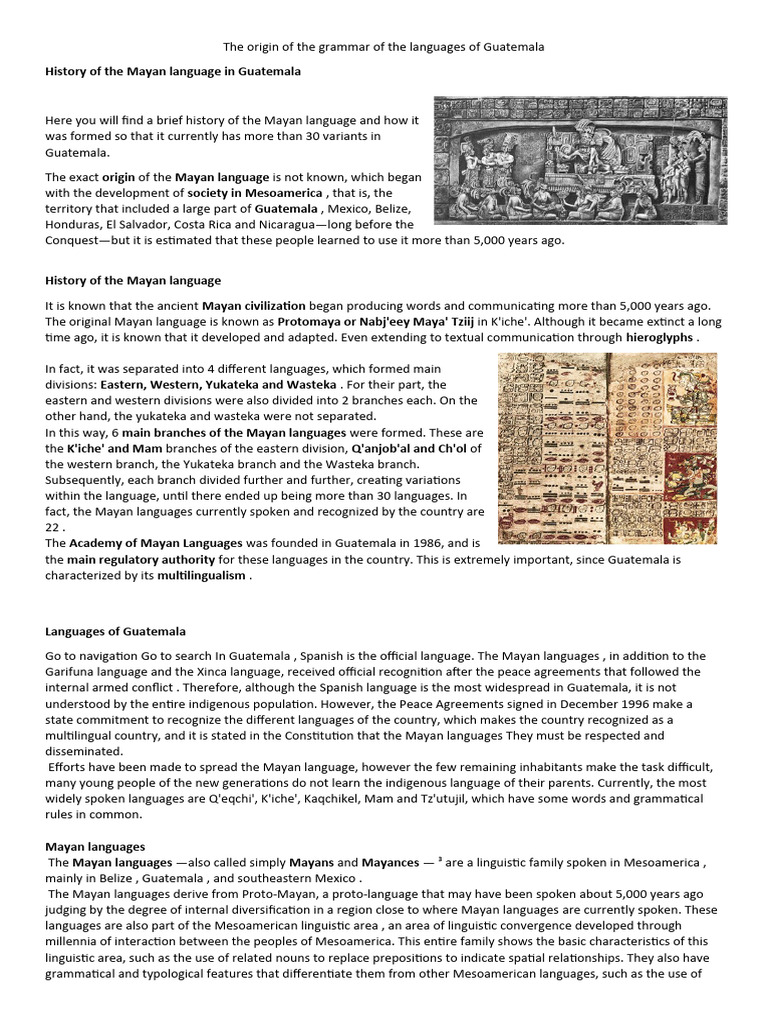 The Origin of The Grammar of The Languages of Guatemala | PDF | Maya ...