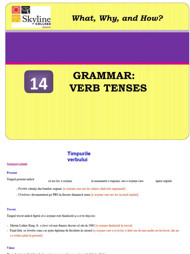 14 Timpuri Verbale | PDF