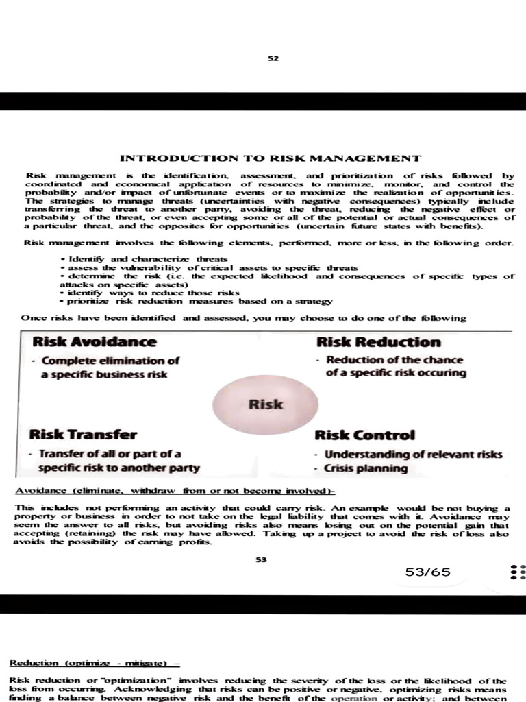 Risk Avoidance: Introduction To Risk Management | PDF | Risk | Risk ...
