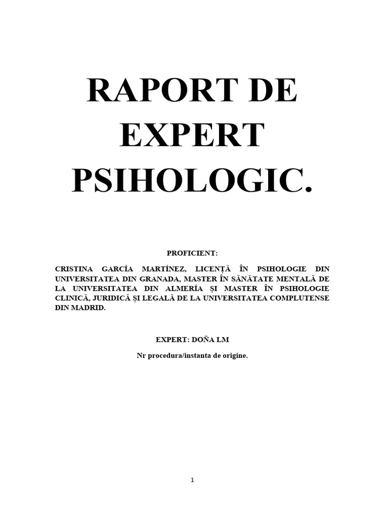 Raportul Expertului Psihologic | PDF