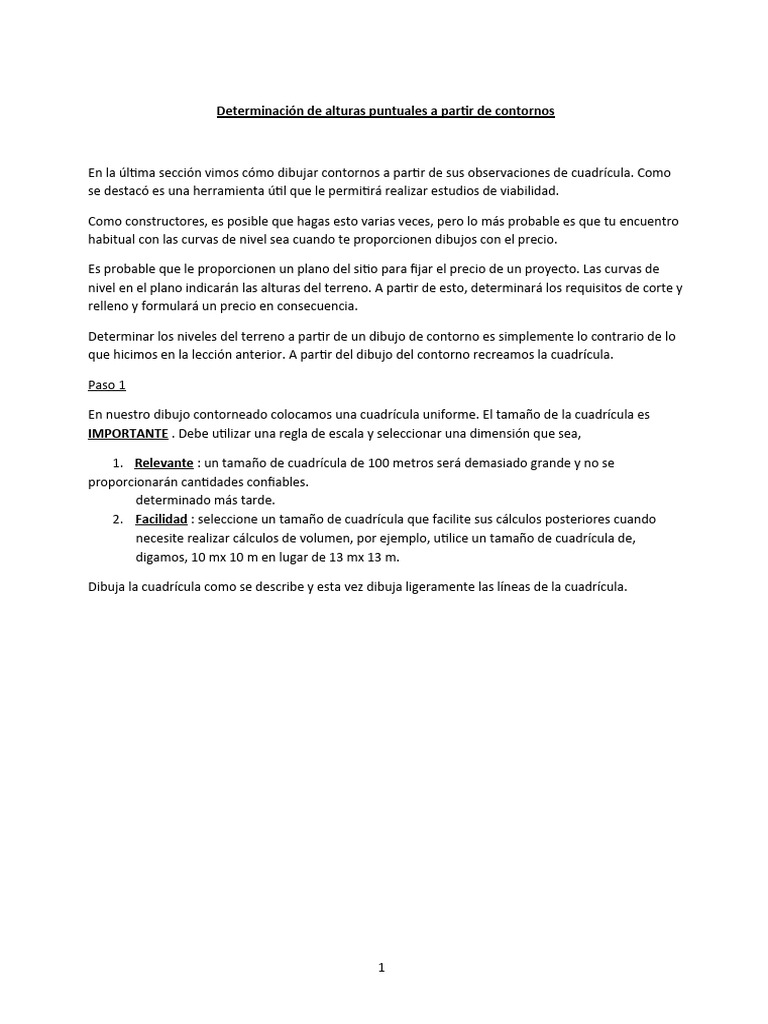 Determinar Las Alturas Puntuales A Partir de Las Curvas de Nivel | PDF ...