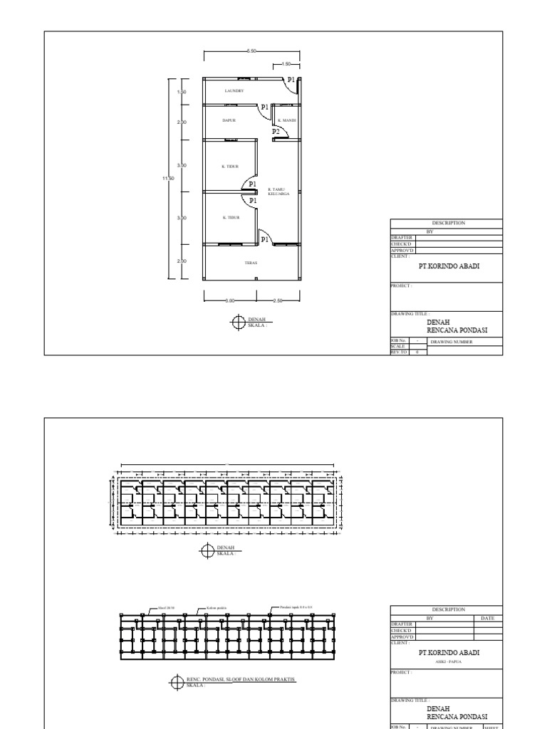 Denah Gambar Mess 10 Pintu Baja Ringan - Standarisasi | PDF