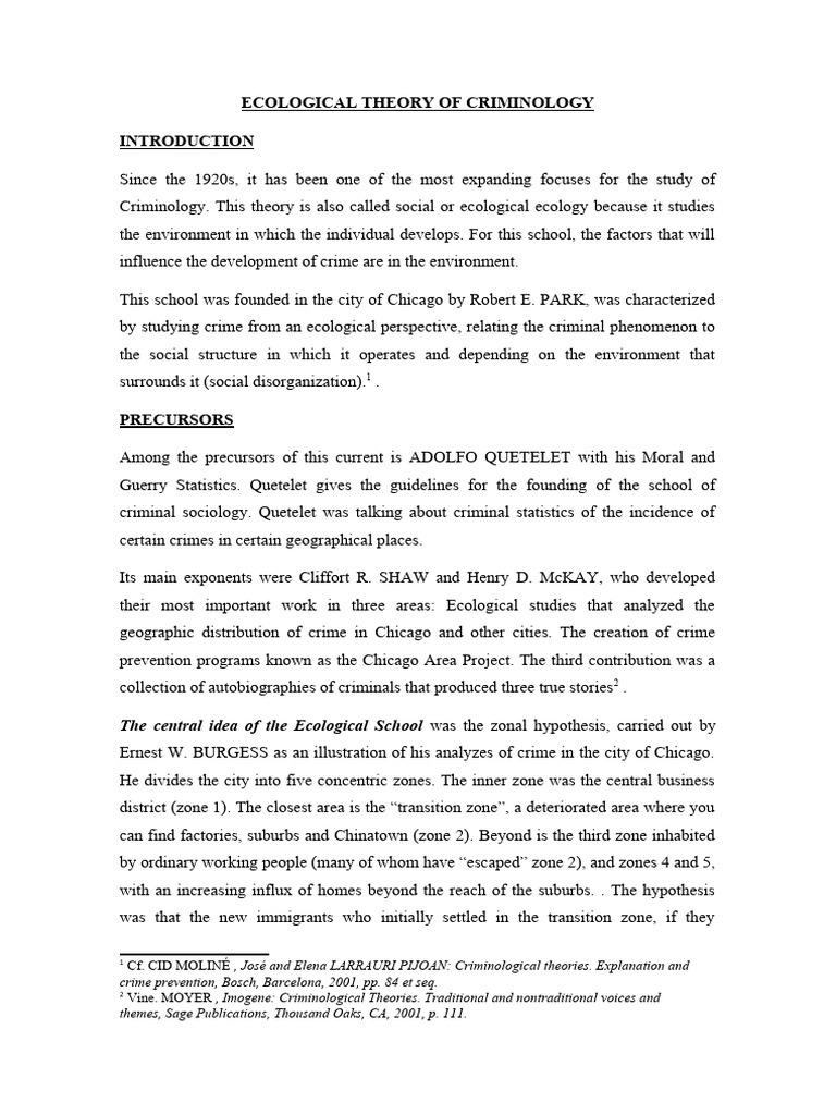 Ecological Theories of Criminology | PDF | Criminology | Crimes