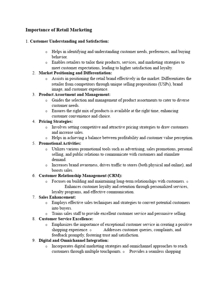 Importance of Retail Marketing | PDF | Sales | Retail