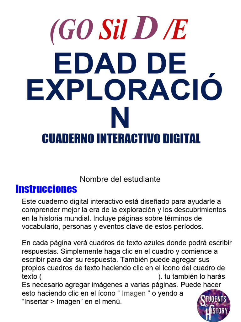 Ejemplo de Estudiante Era de La Exploración Cuaderno Interactivo ...