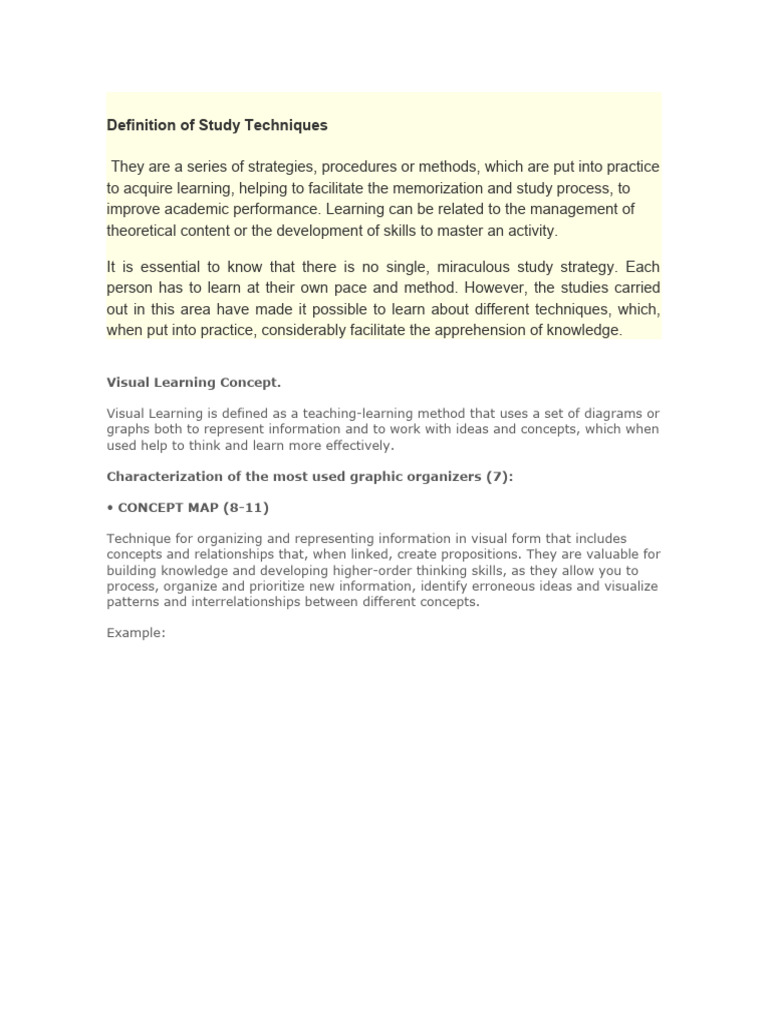 Definition of Study Techniques | PDF | Study Skills | Information