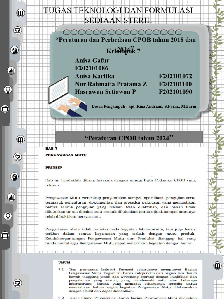 Kelompok 7. Formulasi Dan Teknologi Sediaan Steril | PDF