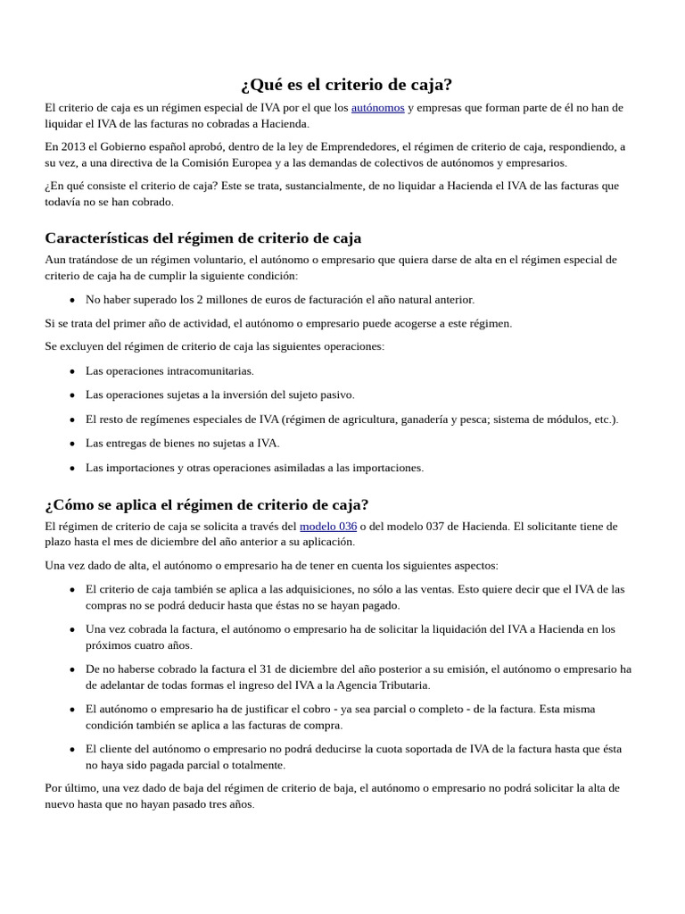 Definición Criterio de Caja | PDF | Factura | Impuesto al valor agregado