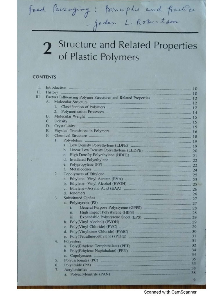 Robertson Chapter On Plastic Polymers | PDF