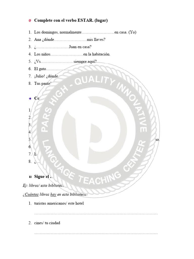 Complete Con El Verbo Estar | PDF