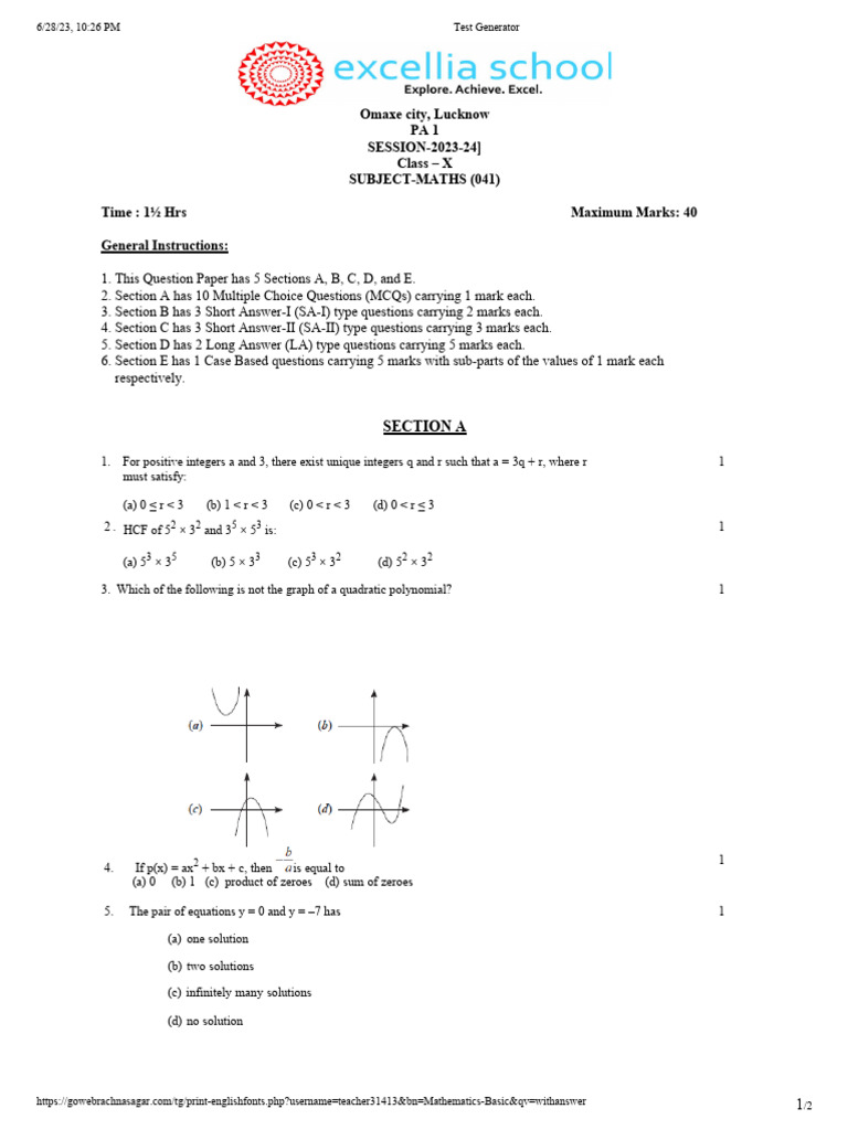 Test Generator Merged | PDF | Mathematics | Mathematical Concepts