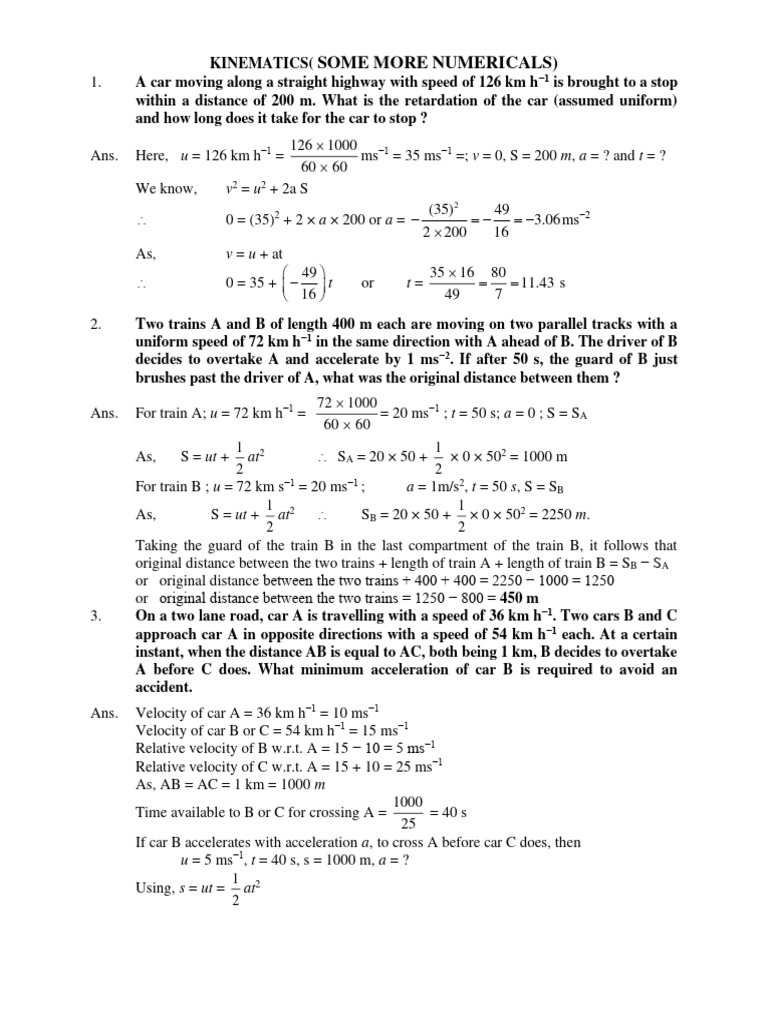 Kinematics: Speed and Distance Problems | PDF | Speed | Spacetime