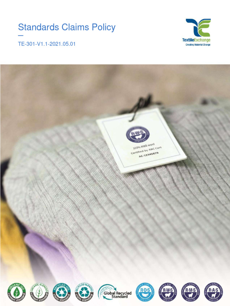 Textile Exchange - Product Claims Policy | PDF | Bracket | Brand