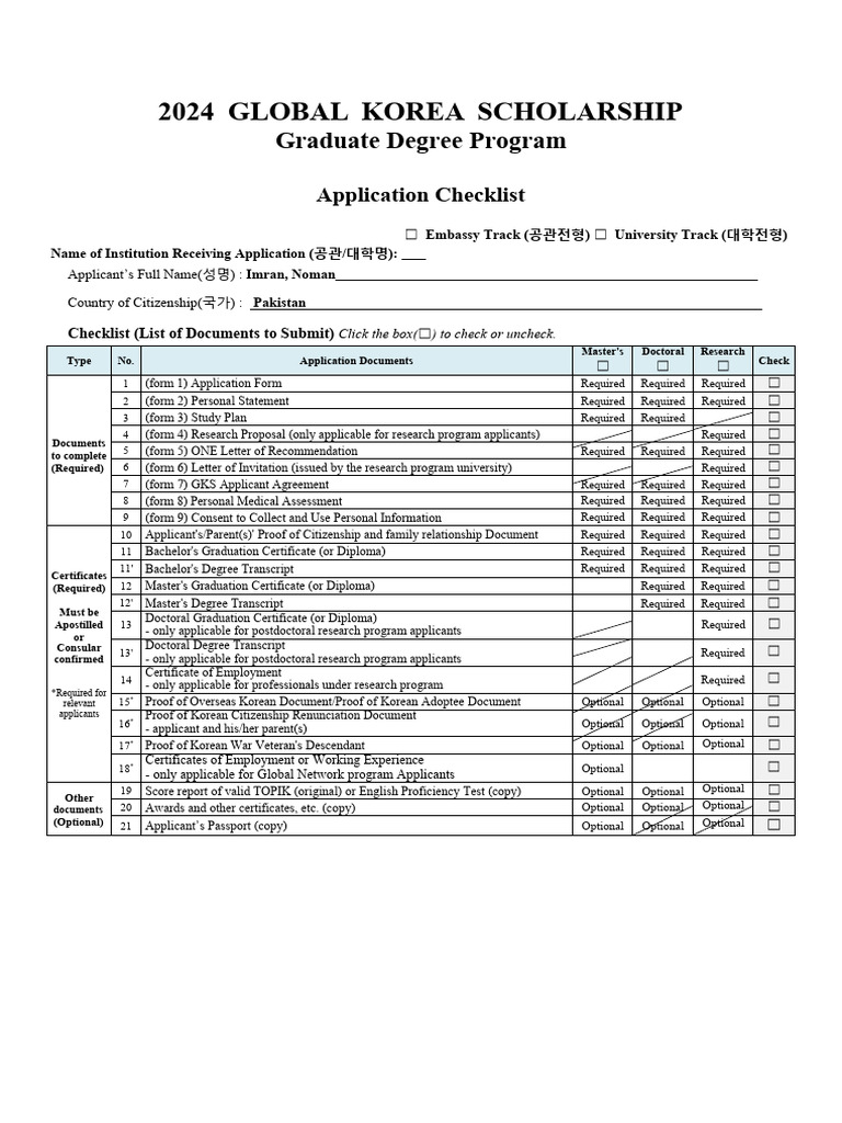 2024 GKS-G Application Forms | PDF | Mental Disorder | Academic Degree
