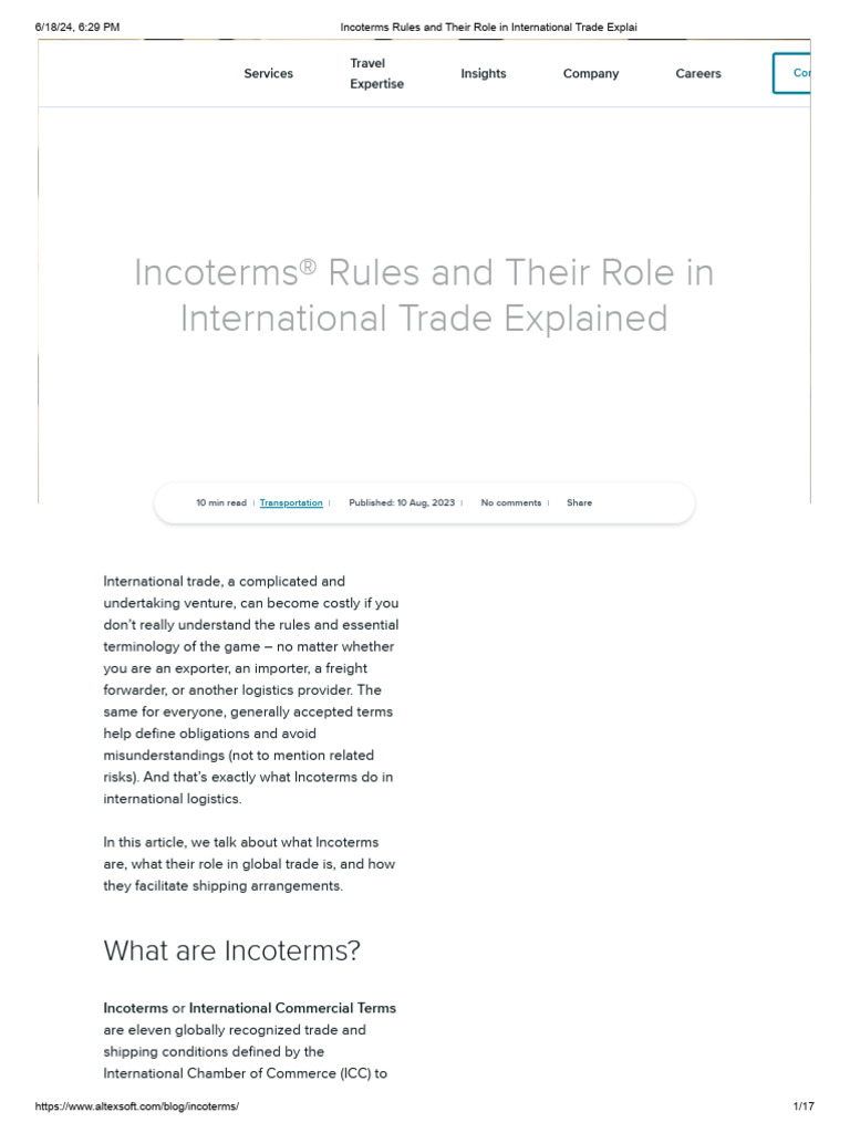 Incoterms Rules and Their Role in International Trade Explai | PDF ...