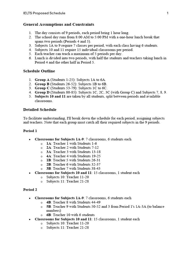 IELTS Proposed Schedule | PDF | Learning