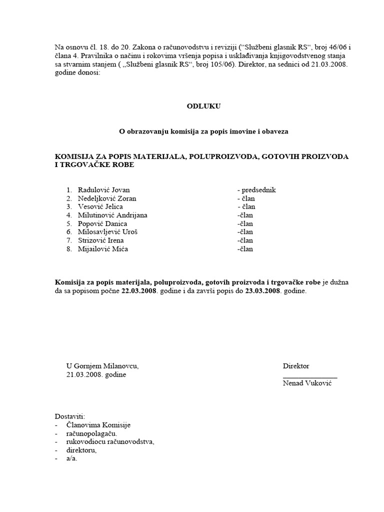 Komisija Za Materijal 2008 | PDF