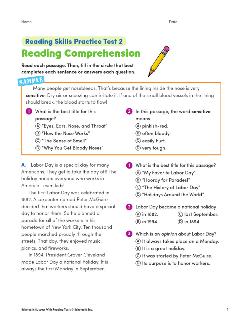Reading Comprehension: Reading Skills Practice Test 2 | PDF | Trick Or ...